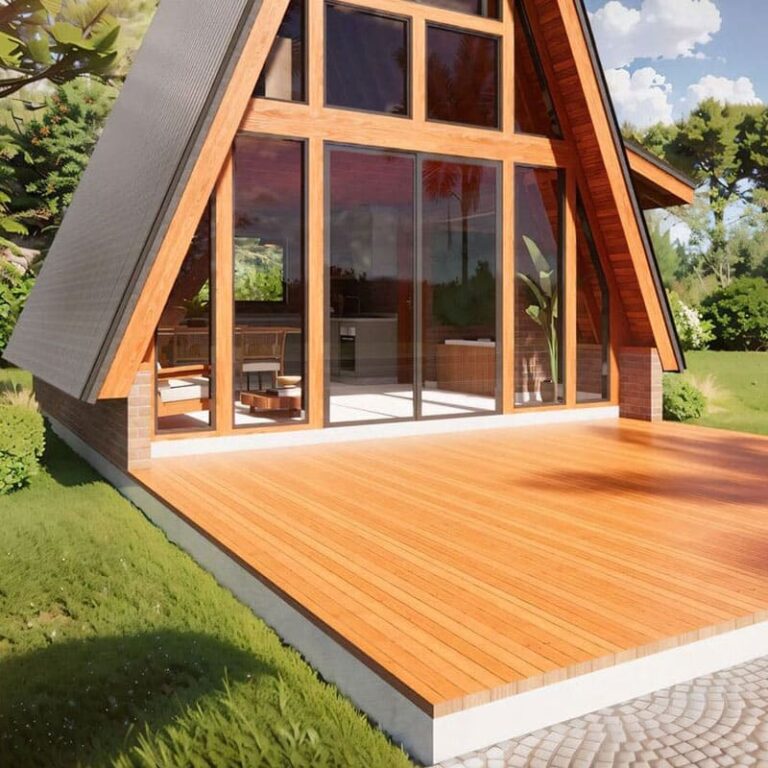 Chalé Suíço A-FRAME 56m² + 24m² de Deck – KIT Madeira Maciça - COD12
