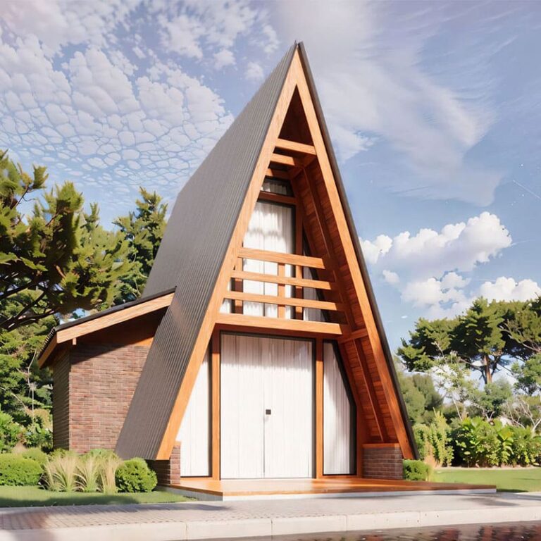 Chalé Suíço A-FRAME 36m² + 12m² de Deck - KIT Madeira Maciça - COD05 ...